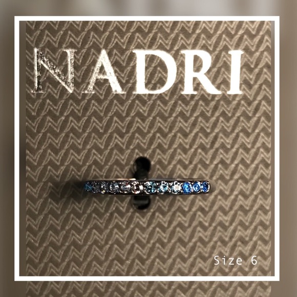 Nadri | Jewelry | Nadri Aqua Crystal Rhodium Band Ring | Poshmark